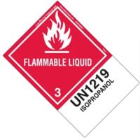 FLAMMABLE LIQUID LABEL, UN1219 ISOPROPANOL, PAPER, EXTENDED TAB