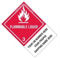 Personalized Flammable Liquid Shipping Name Label, Paper, Extended Tab