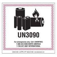 CHEMTREC UN3490 Lithium Battery Handling Marking, 100mm x 100mm, Paper