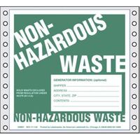 Non-Hazardous Waste Label, w/Generator Info, Pin-Feed Paper